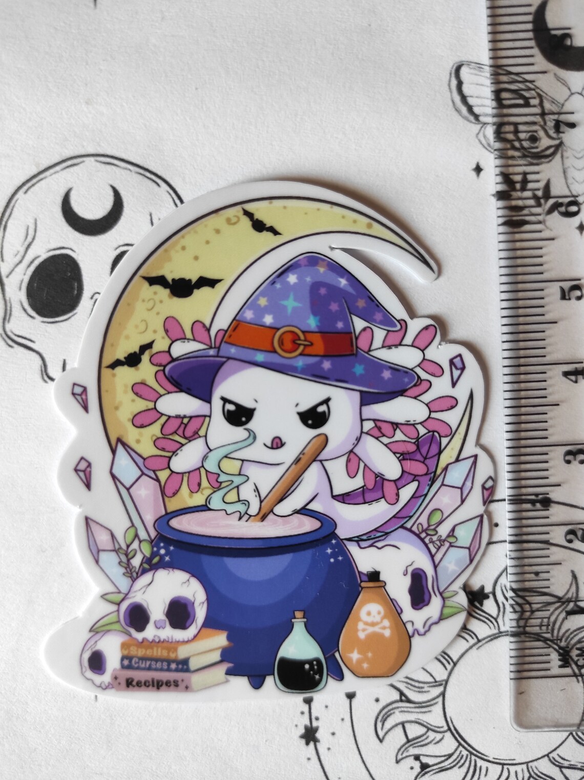 Vinyl Sticker Axolotl Witchy Kawaii - Etsy