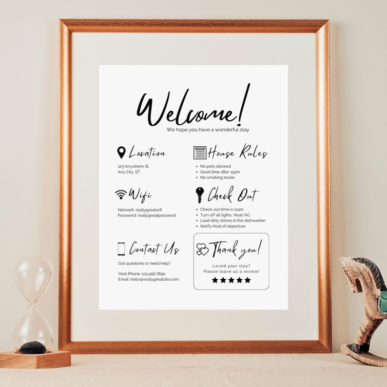 Airbnb Welcome Sign Template: Vacation Rental Guest Info (canva ...