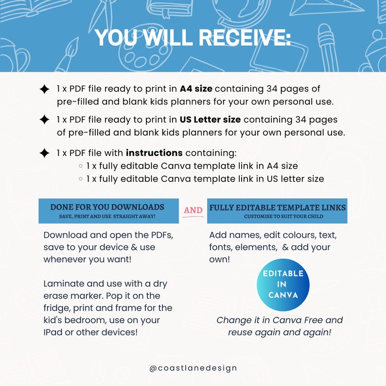 Kids Chore Charts Bundle for Tweens and Teens, Green, Blue Routine and ...