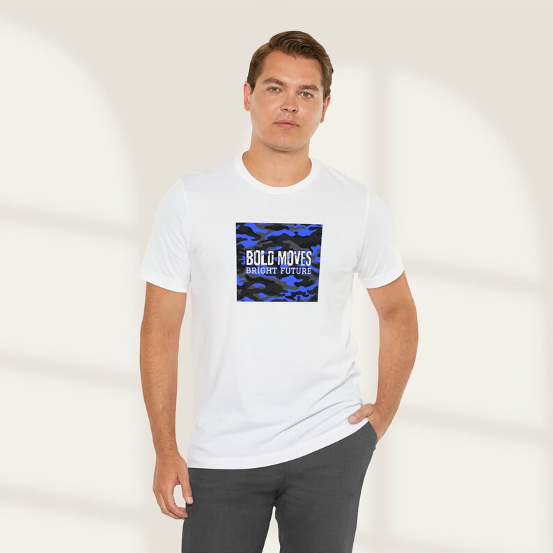 Men's Graphic Jersey T-shirt Bold Moves Bright Future, Blue & Grey Camo, Black/white, Sizes ...