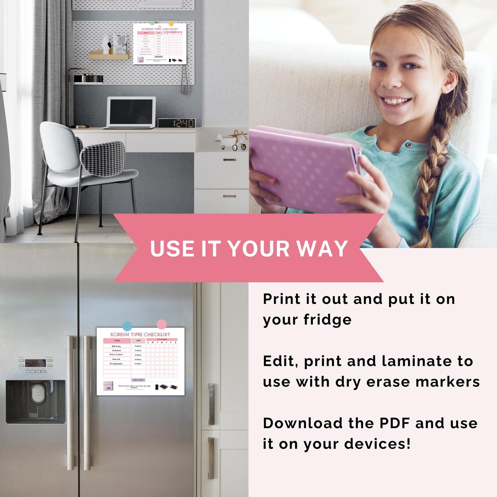 Editable Screen Time Chart for Kids – Earn Screen Time Checklist With ...