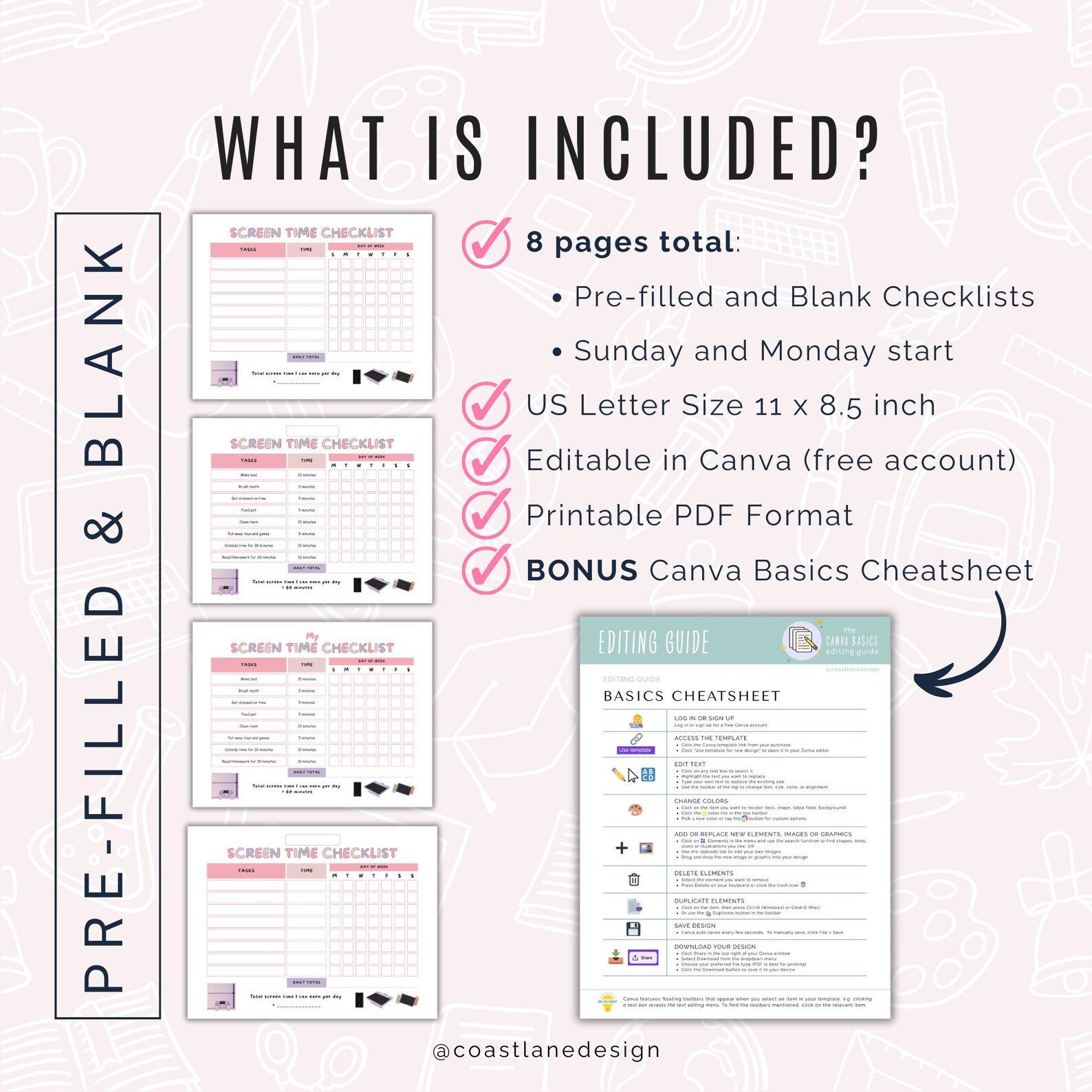 Editable Screen Time Chart for Kids – Earn Screen Time Checklist With ...