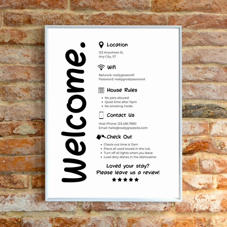 Airbnb Welcome Sign Template: Vacation Rental Guest Info (canva ...