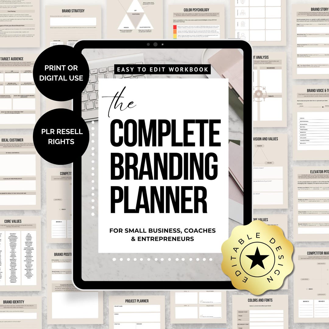 Branding Planner Workbook: 40-page Brand Strategy Guide (PLR) - Etsy