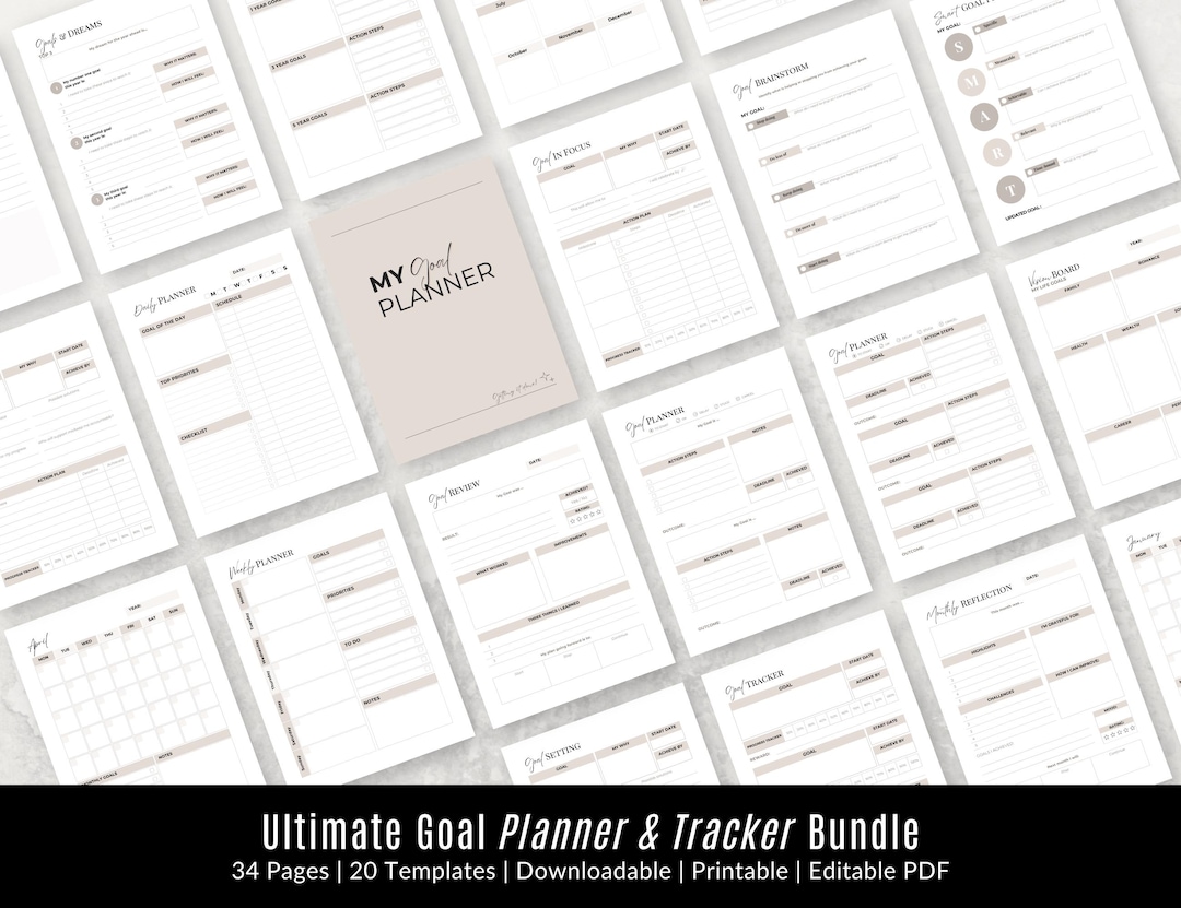 SMART Goal Planner Bundle: Printable Productivity Templates (PLR) - Etsy