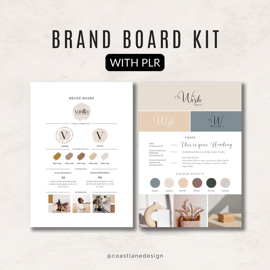 Neutral Brand Board Kit: Logo, Color Palette, Fonts - Canva Template ...