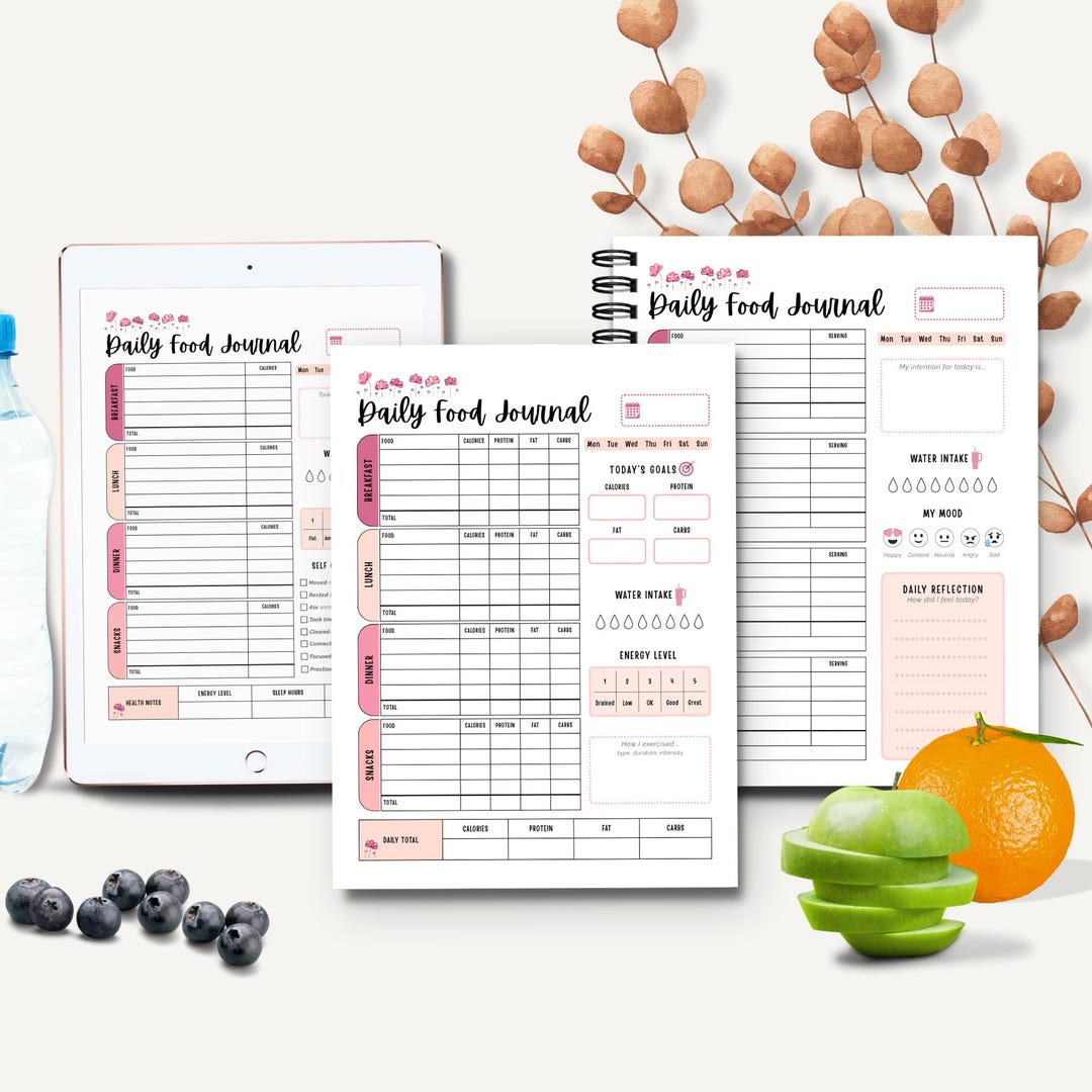Daily Food Journal Printable Bundle: Macro, Wellness & Mindful Eating Trackers (PDF Download) - Etsy