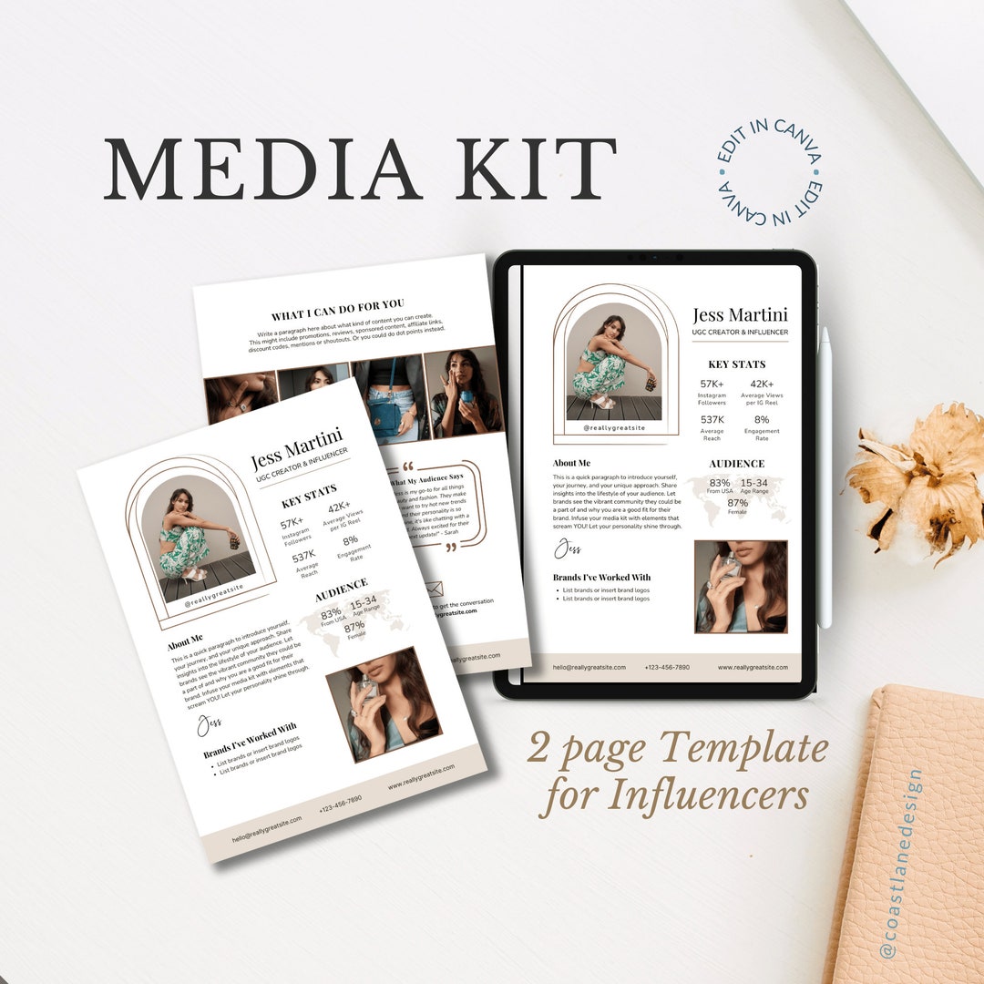 Influencer Media Kit Canva Template Instagram Facebook Tiktok Youtube ...