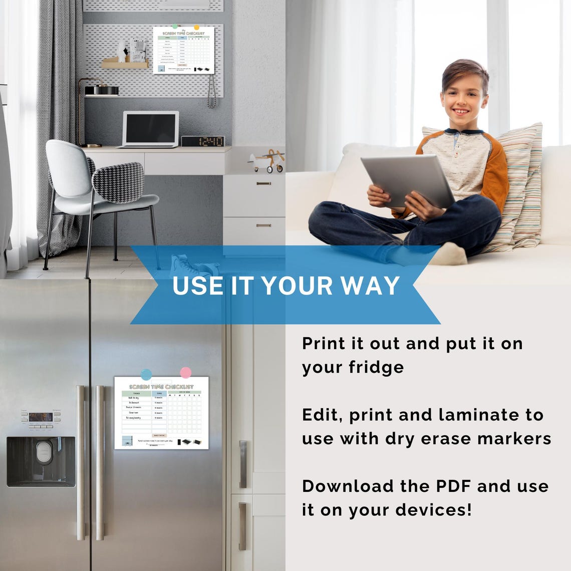 Editable Screen Time Chart for Kids – Earn Screen Time Checklist With ...