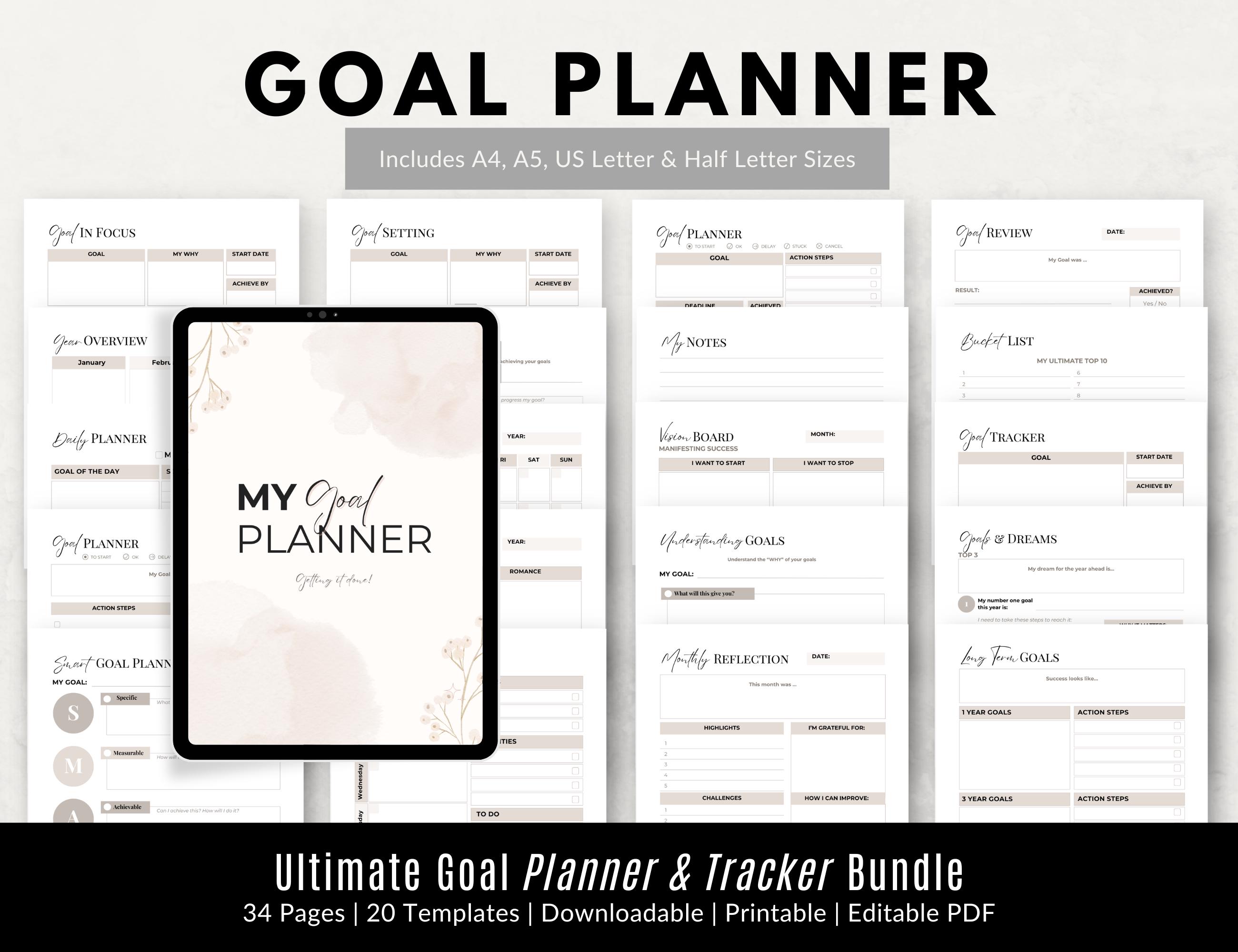 SMART Goal Planner Bundle: Printable Productivity Templates (PLR) - Etsy