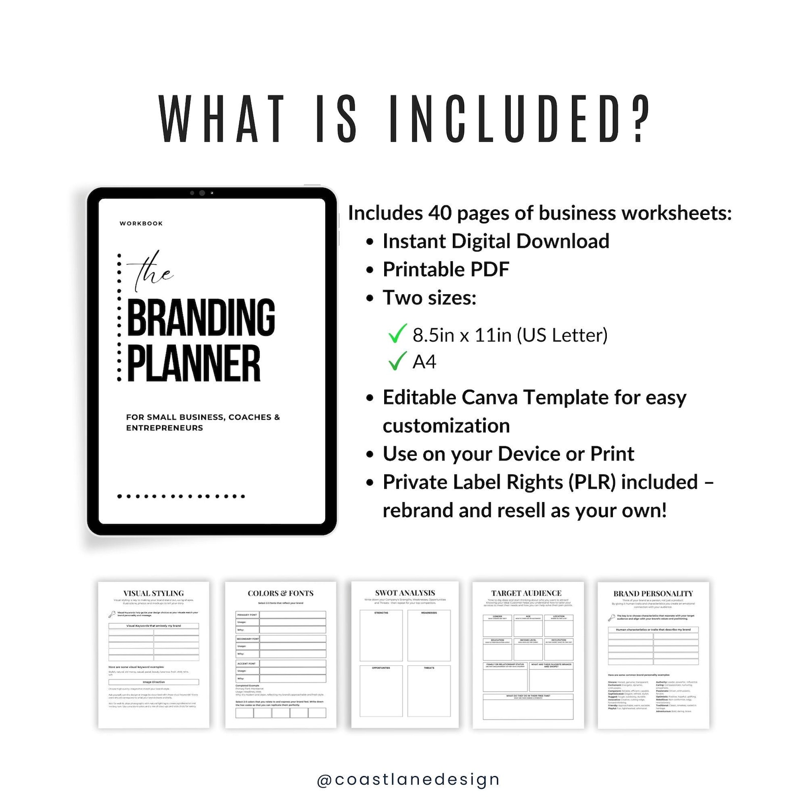 Branding Planner Workbook: 40 Printable Business Worksheets, Editable ...