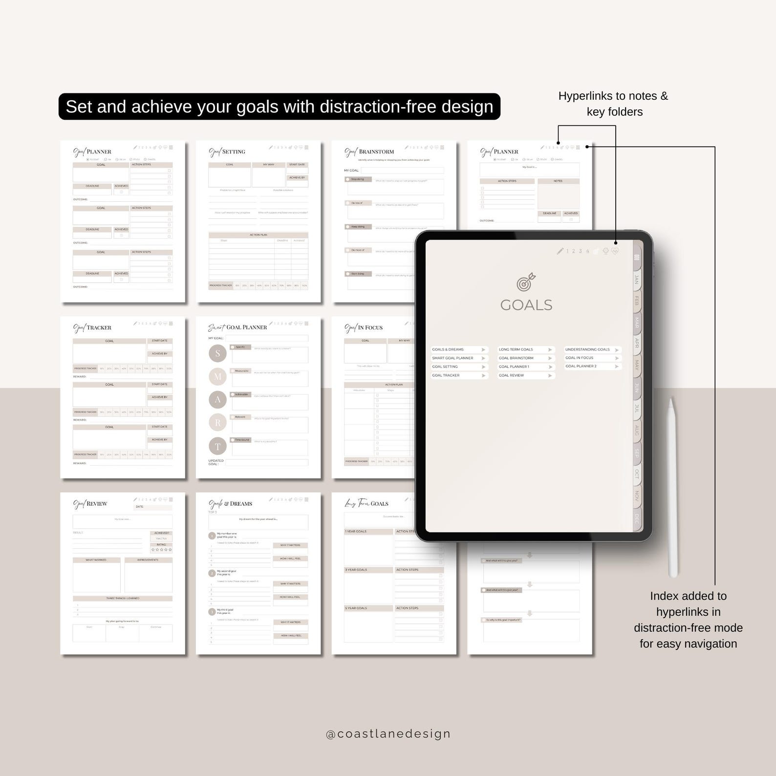 Undated Digital Goal Planner: Tablet Templates for Goodnotes ...