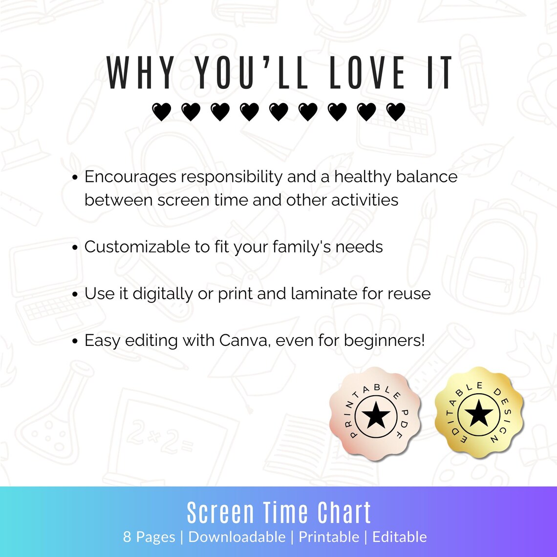 Editable Screen Time Chart for Kids – Earn Screen Time Checklist With ...