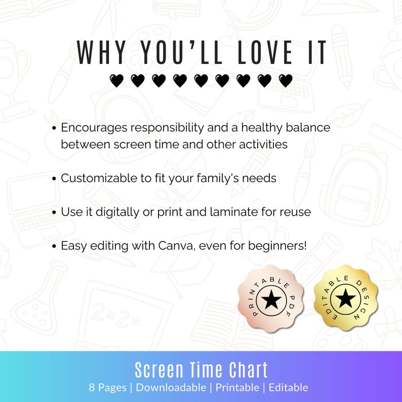 Editable Screen Time Chart for Kids – Earn Screen Time Checklist With ...