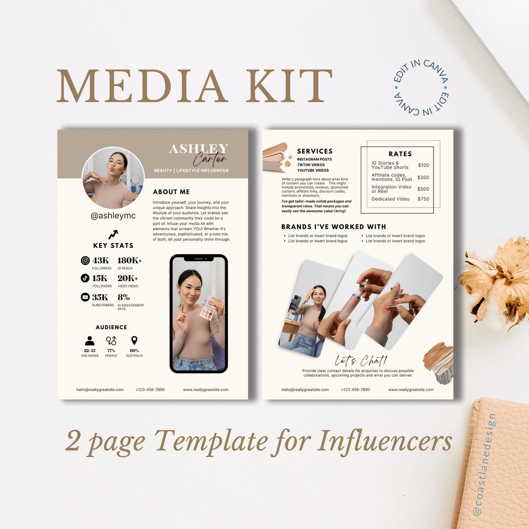 Influencer Media Kit Canva Template: Beauty & Lifestyle (digital ...