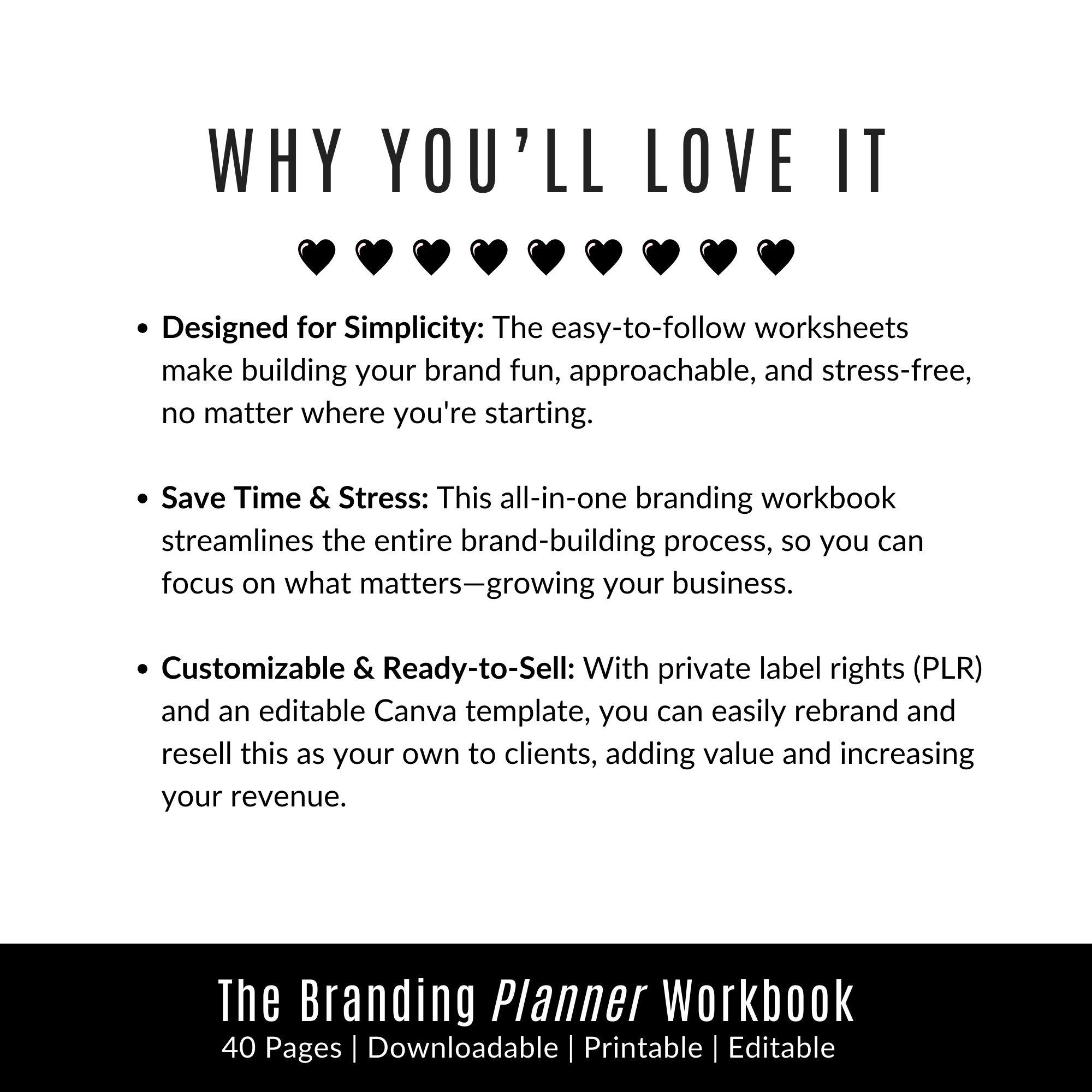 Branding Planner Workbook: 40 Printable Business Worksheets, Editable ...