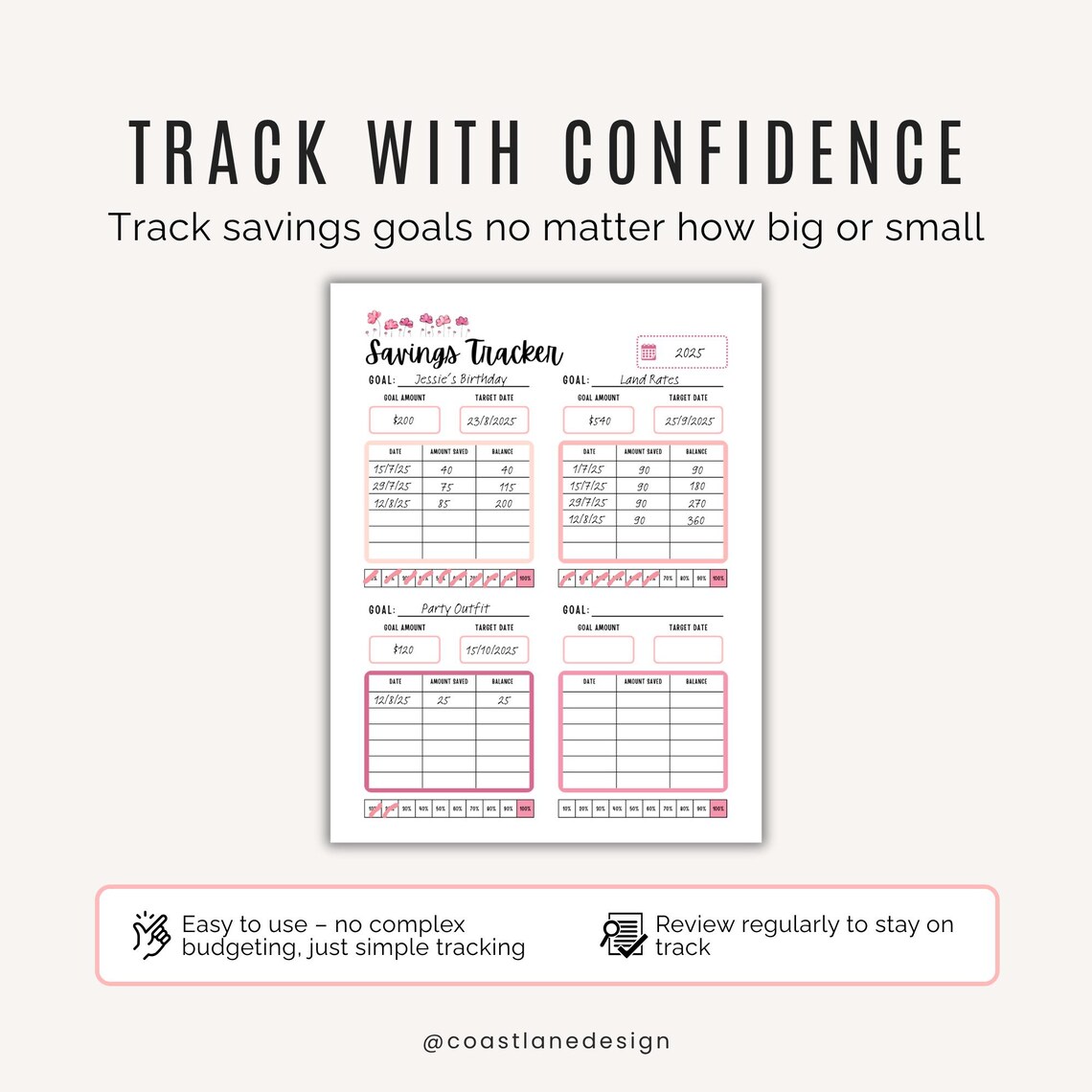 Savings Goal Tracker Bundle: Floral Printables (A4, US Letter, A5, Half ...