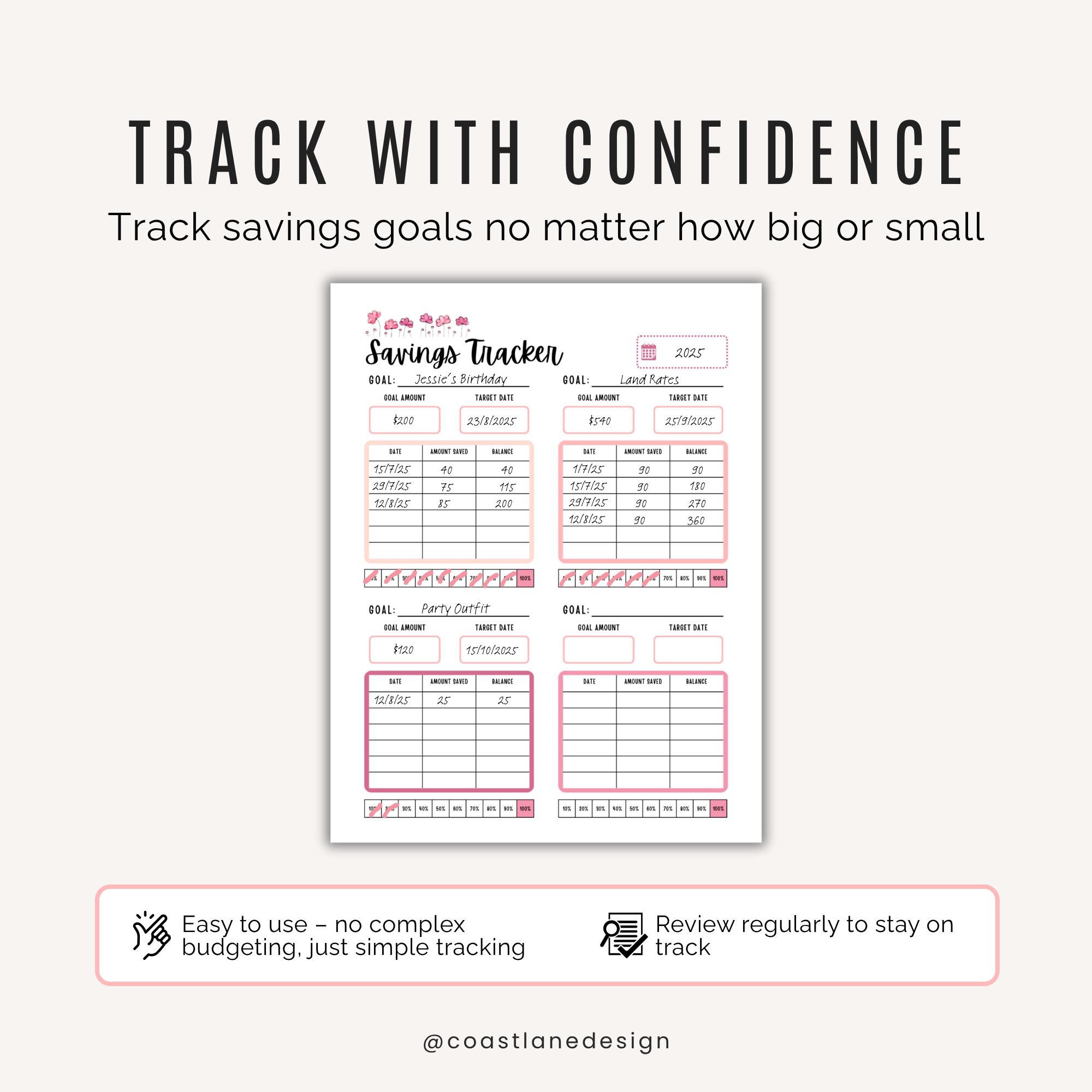 Savings Goal Tracker Bundle: Floral Printables (A4, US Letter, A5, Half ...