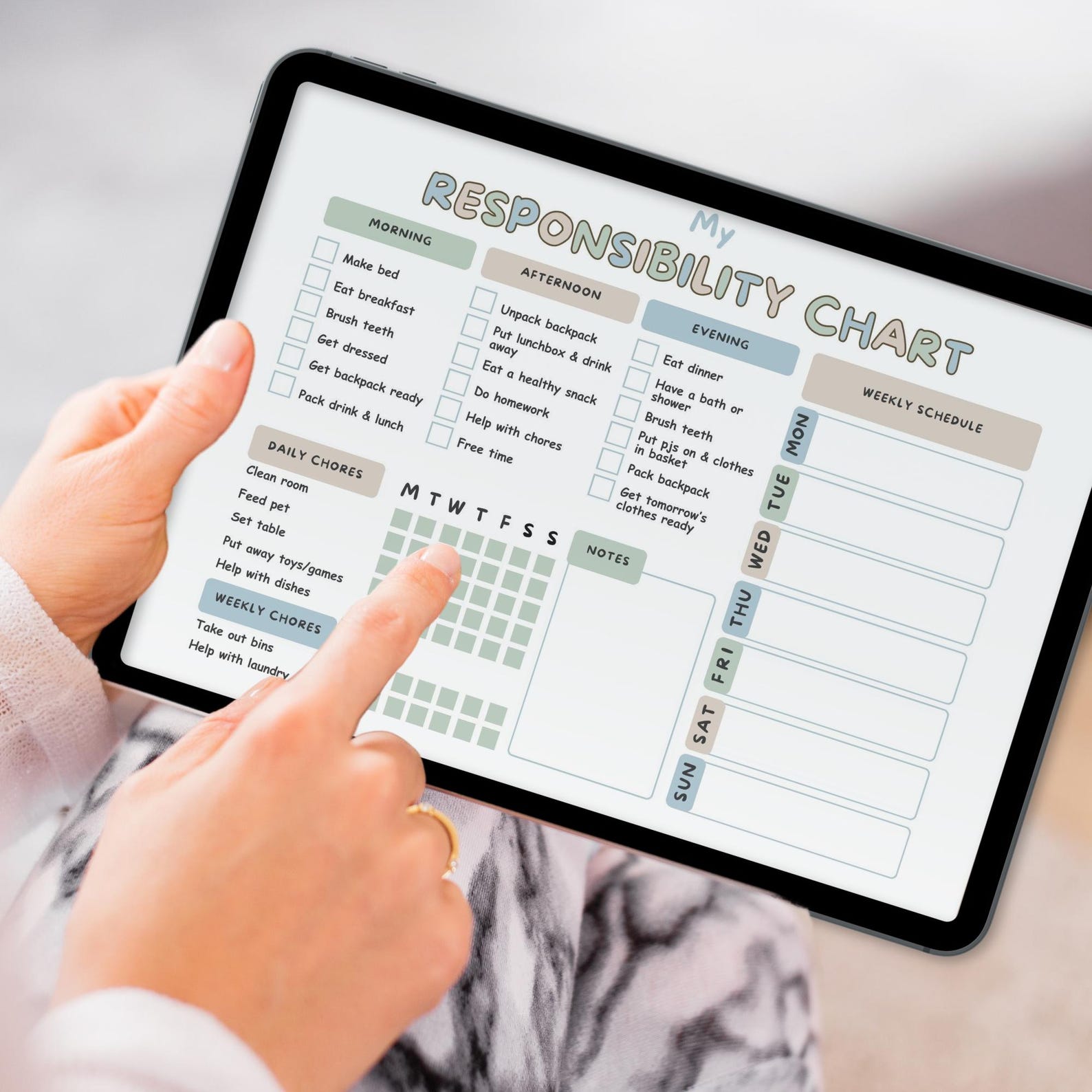 Teen Chore Chart: Editable Responsibility Tracker (digital PDF, Canva ...