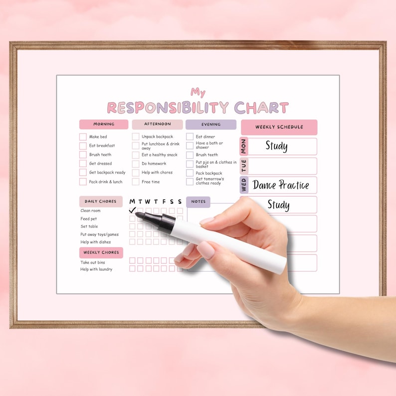Editable Chore Chart for Teens & Tweens | Printable Daily / Weekly ...