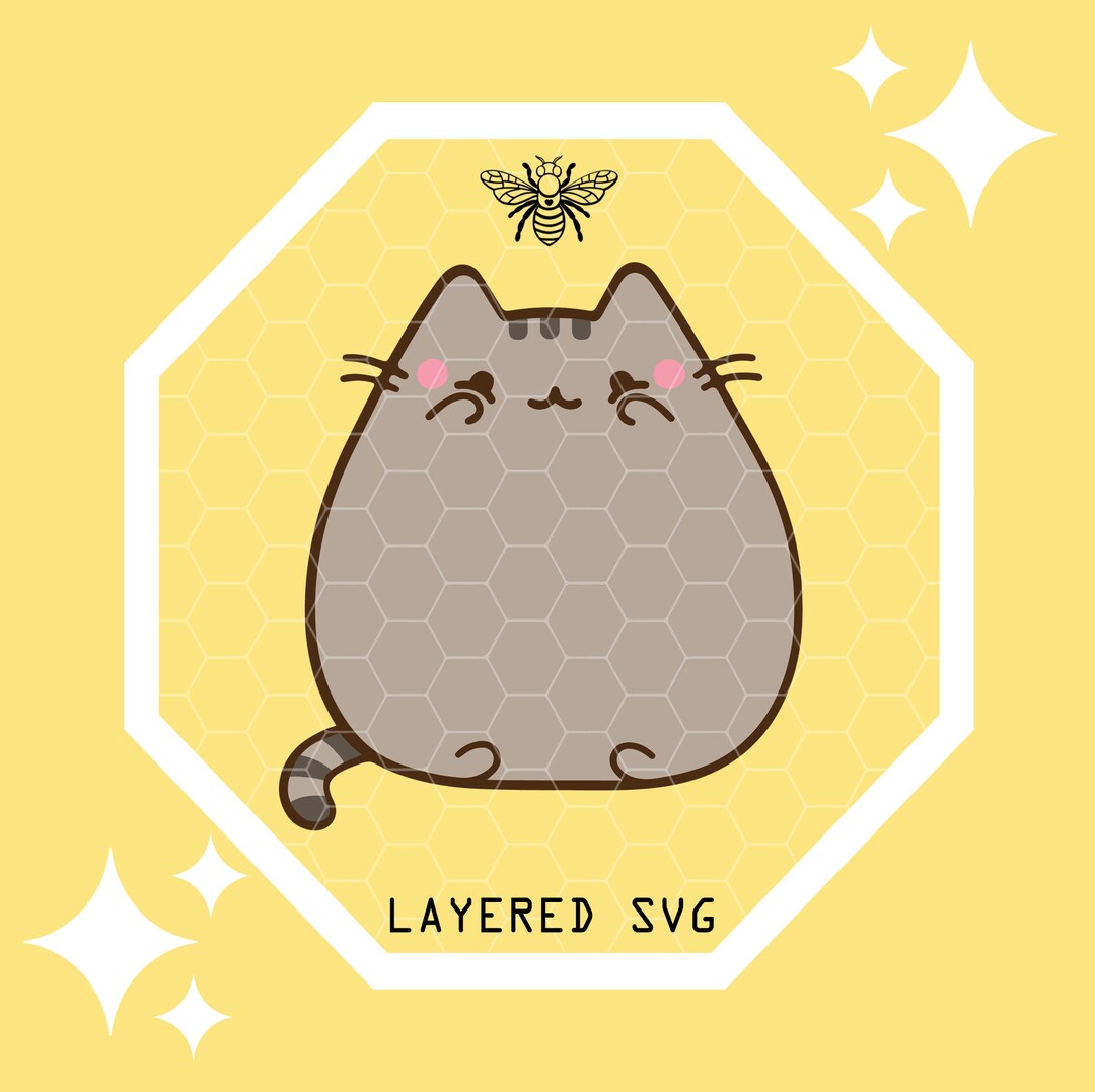 Kawaii Blushing Pu-sheen Cat Svg Birthday Party Invitation - Etsy