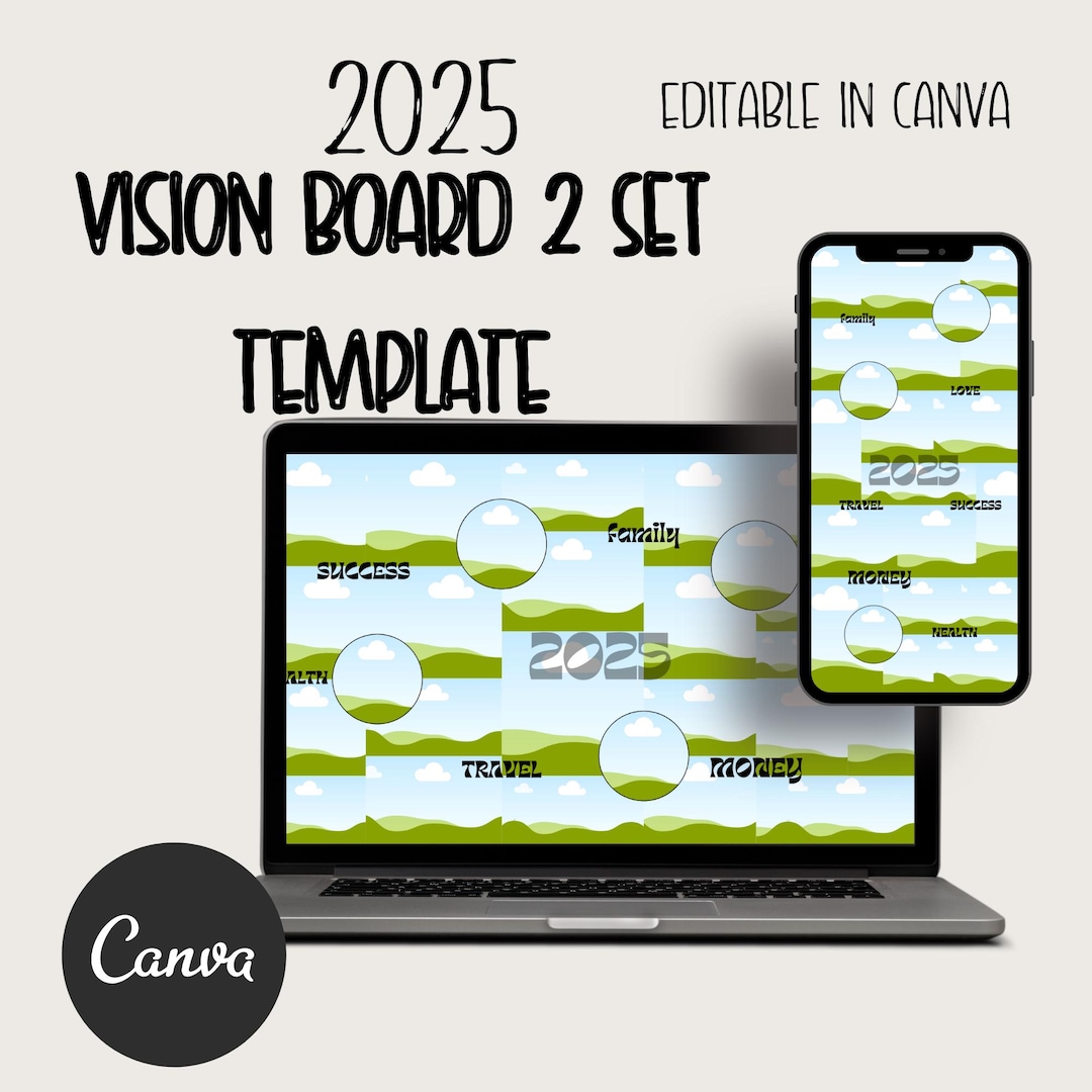 2025 Vision Board Template, 2 Set Prayer Board Template, Vision Board ...