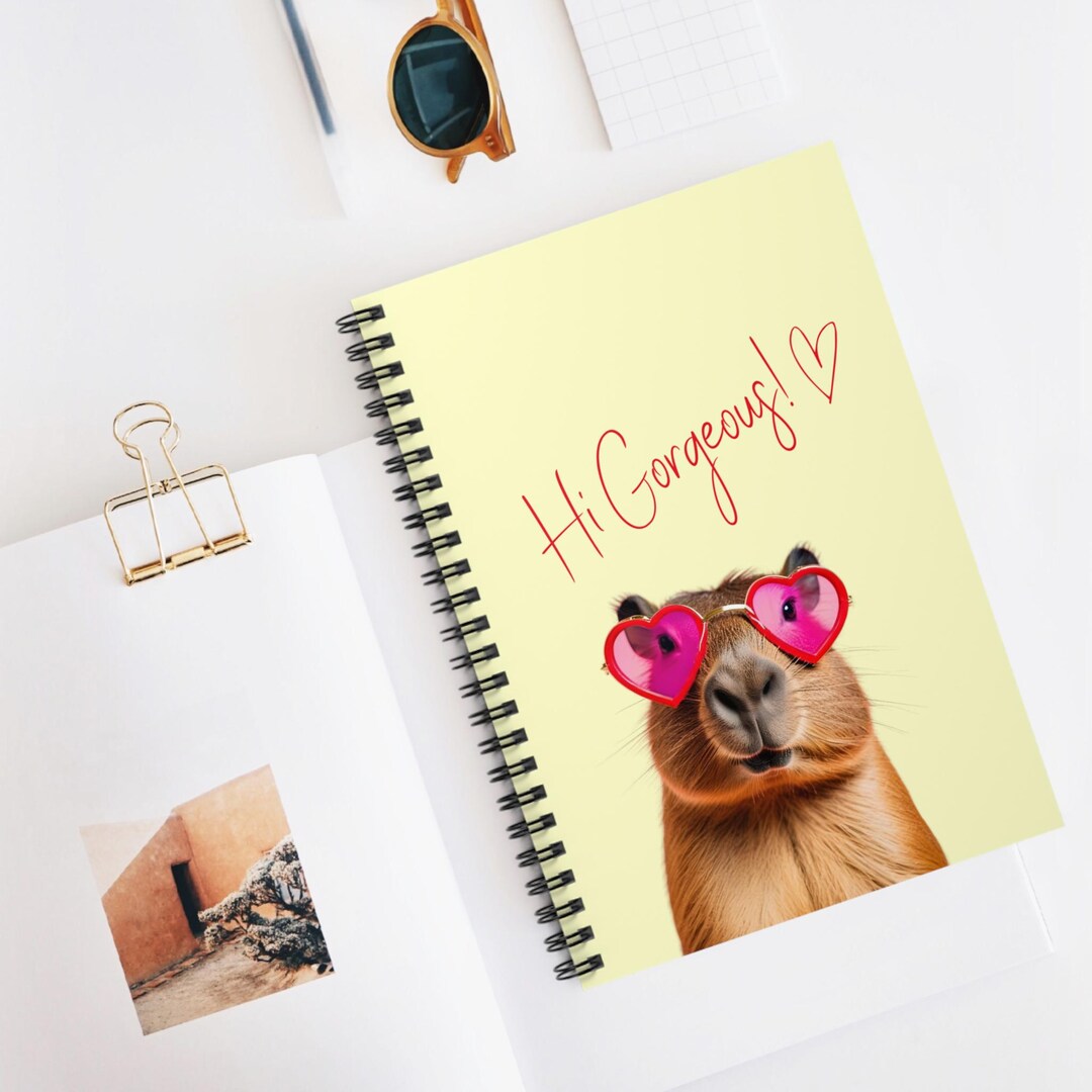 Cute Capybara Cover Spiral Notebook, Capybara Kawaii Style Notebook ...