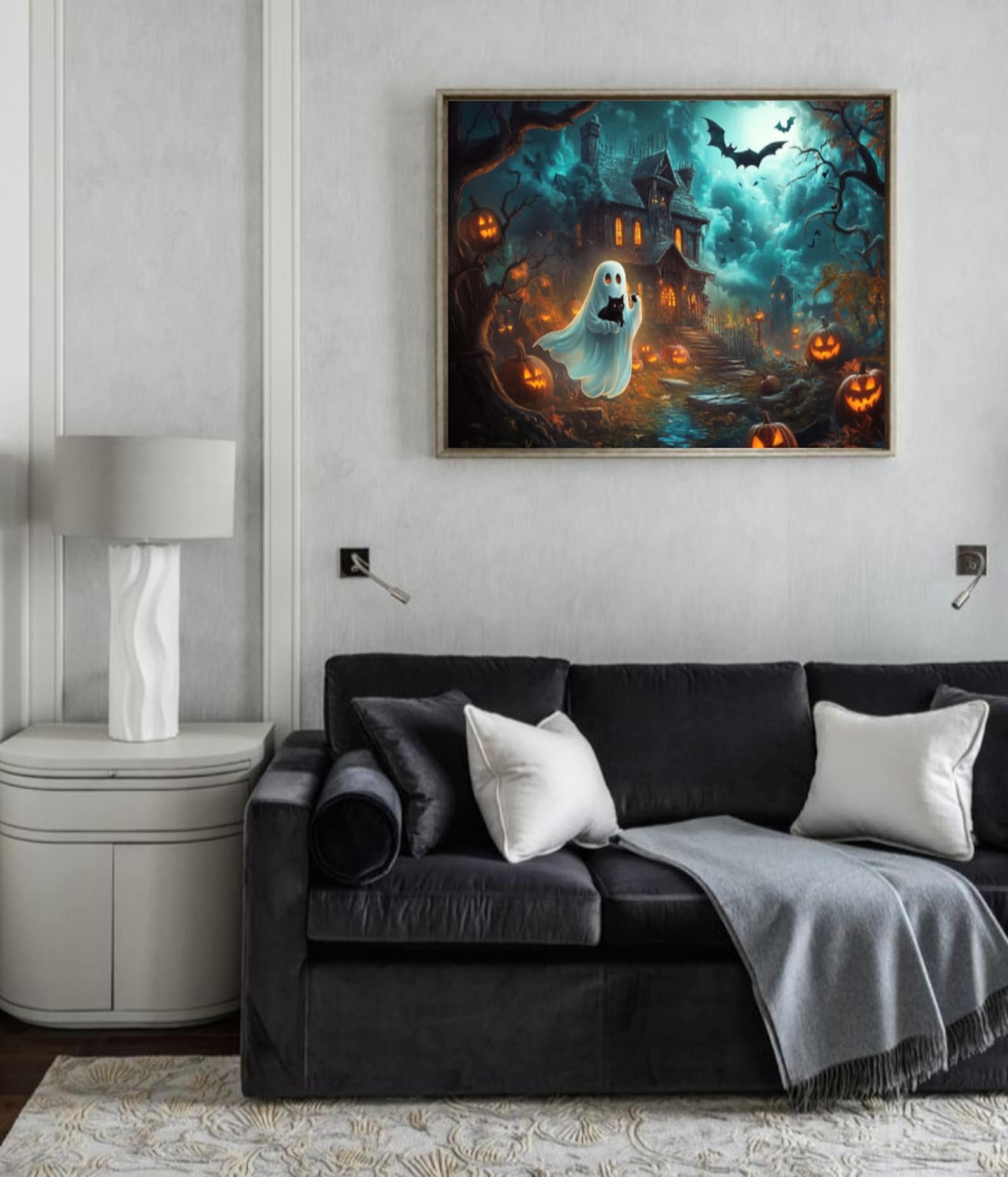 Ghost Print, Haunted Mansion Halloween Print, Halloween Wall Art ...