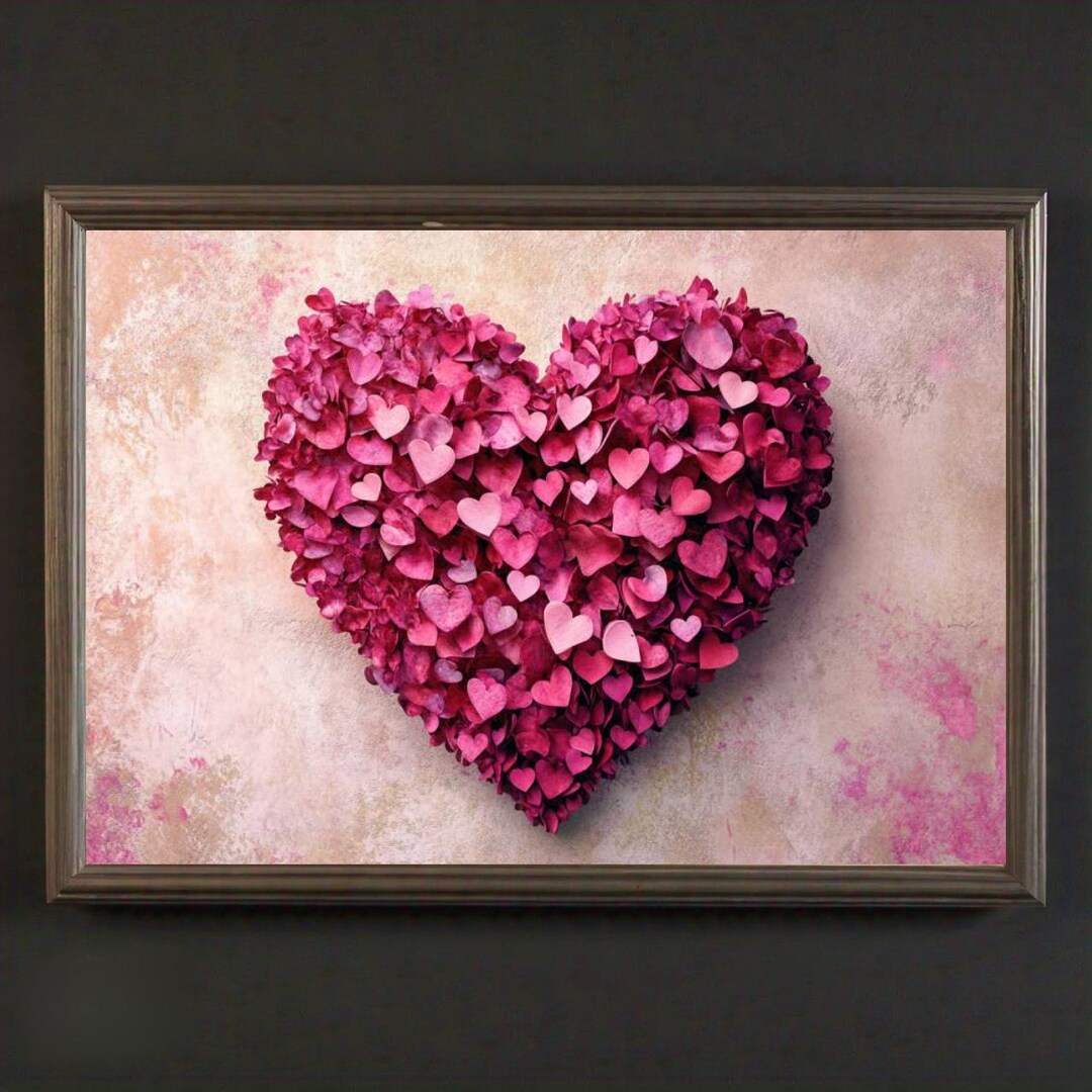 Valentines Day Print, Red Heart Wall Art, Antique Vintage Valentines ...