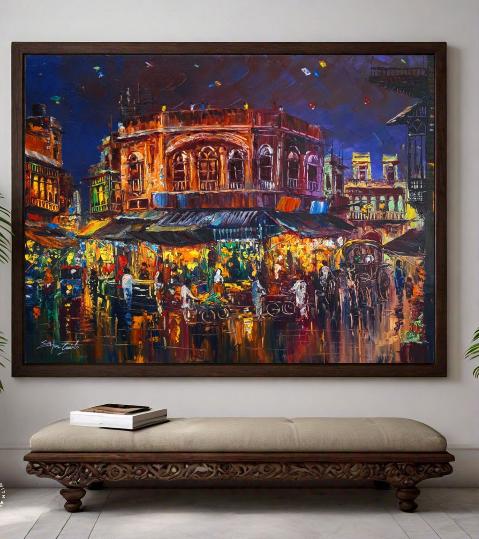 Indian Art Oil Painting Pakistani Art Work Large Canvas Art Textured ...