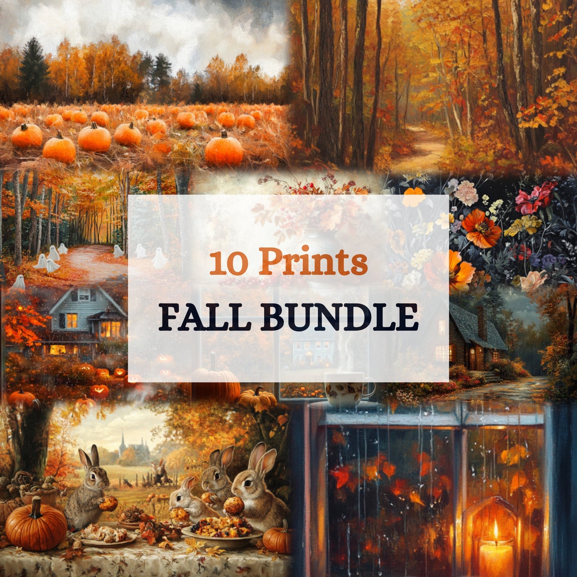 Gallery Wall Prints Set Autumn Wall Art Fall Porch Decor Vintage Poster ...