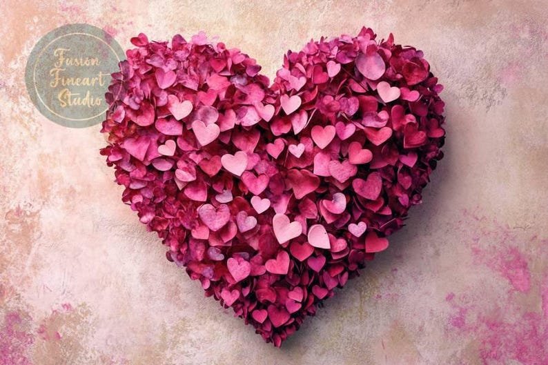 Valentines Day Print, Red Heart Wall Art, Antique Vintage Valentines ...