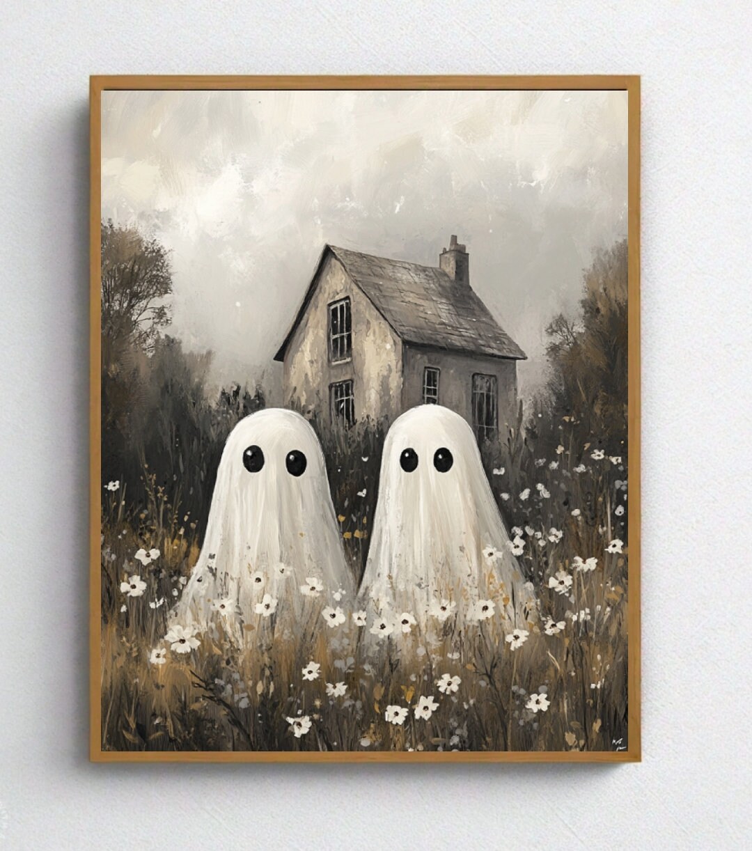 Ghosts Art Print Halloween Art Print Halloween Decor Cute Ghosts in ...