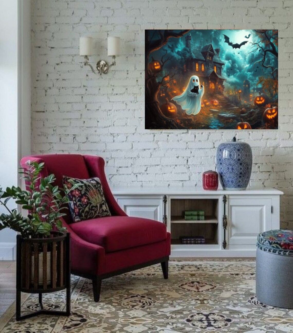 Ghost Print, Haunted Mansion Halloween Print, Halloween Wall Art ...