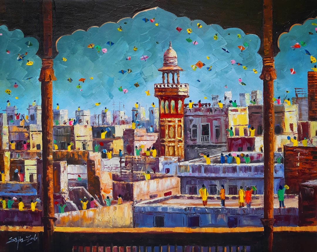 Old Lahore Original Painting| Painting on Canvas Large Oil Painting ...