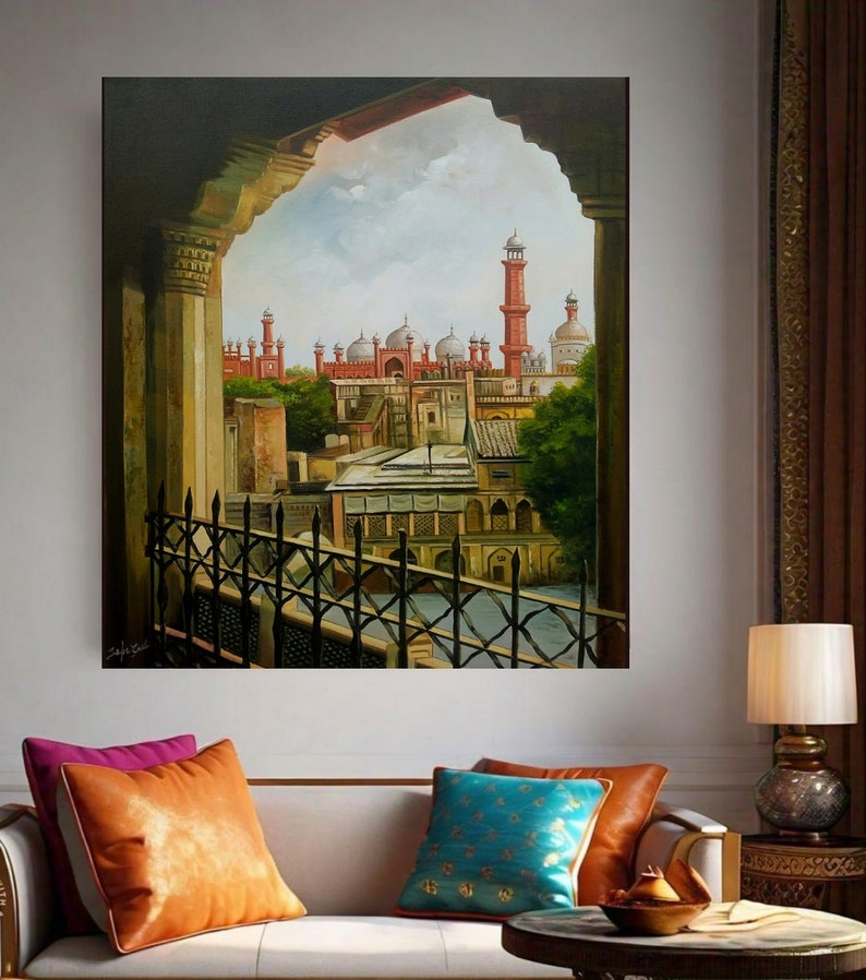 City Wall Art Oil Painting Pakistani Indian Art Painting on Canvas Art ...
