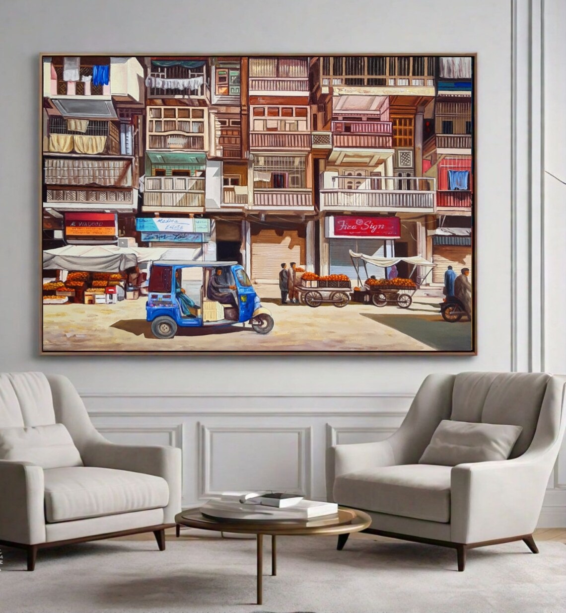 Karachi City Wall Art Oil Painting on Canvas Indian Art Pakistani Art ...