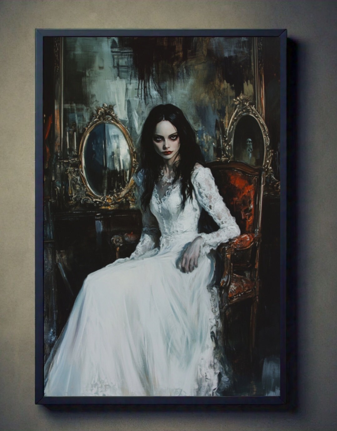 Gothic Halloween Art Print Ghost Lady Portrait Dark Academia Prints ...