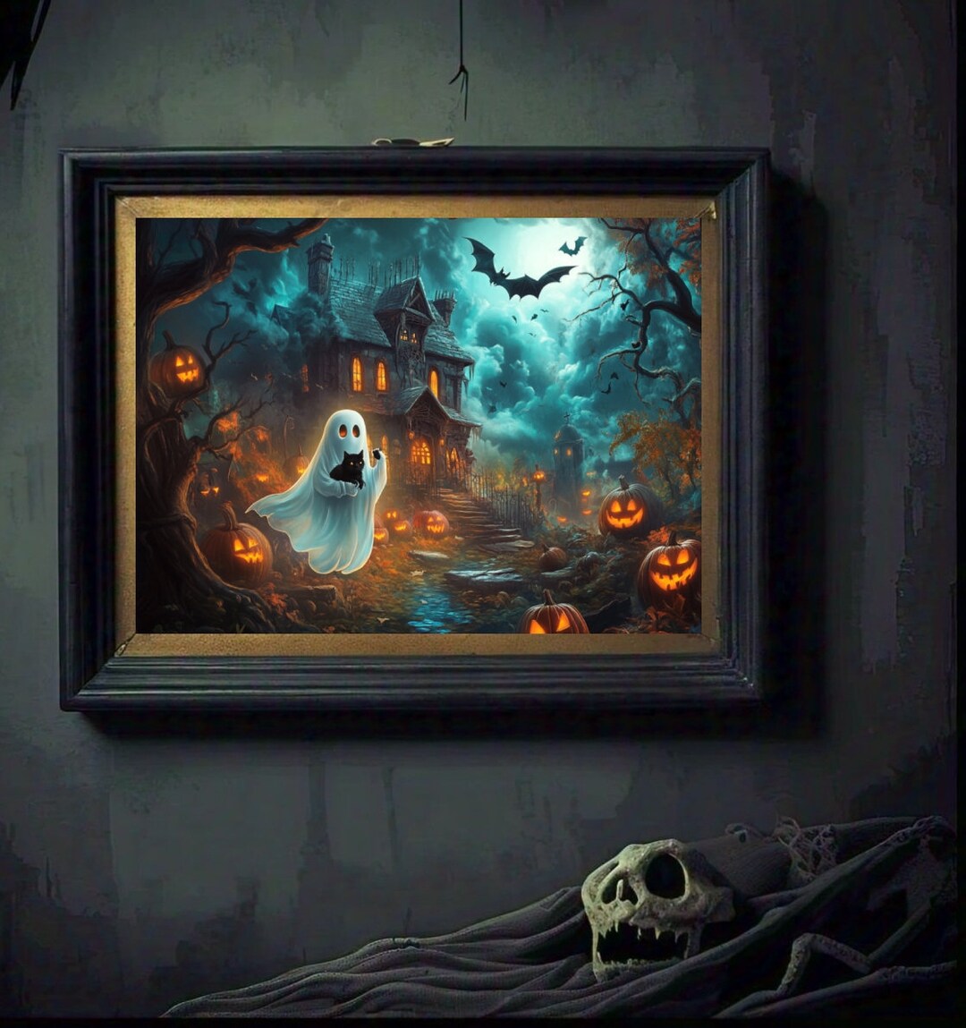 Ghost Print, Haunted Mansion Halloween Print, Halloween Wall Art ...