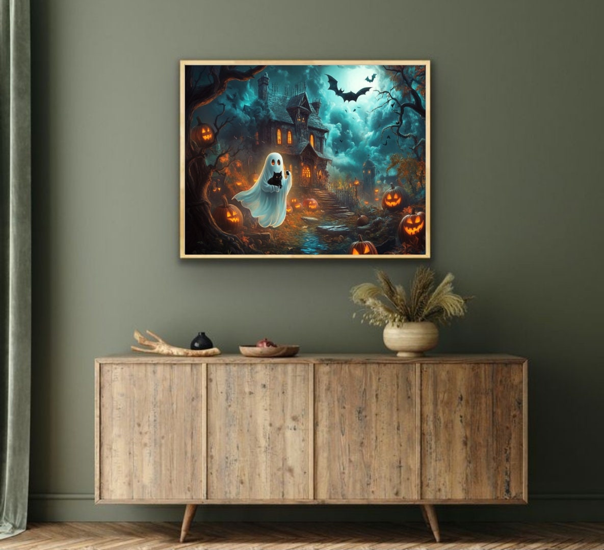 Ghost Print, Haunted Mansion Halloween Print, Halloween Wall Art ...