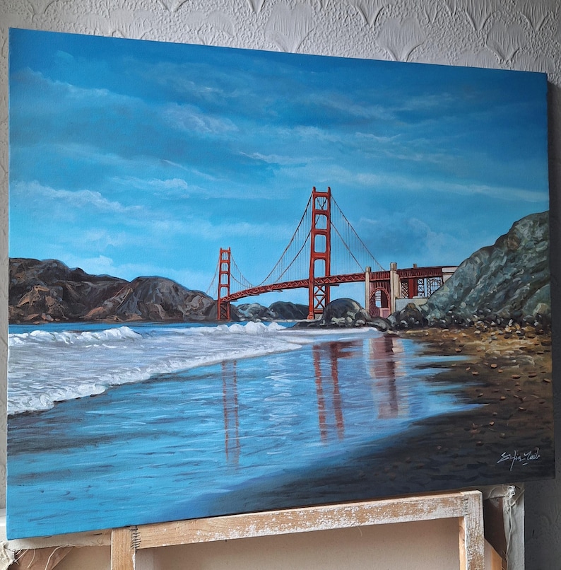 Golden Gate Bridge Landscape Painting -california Canvas Wall Art ...