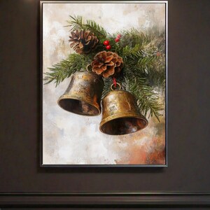 Jingle Bells Winter Prints Holiday Wall Art Christmas Painting Vintage ...