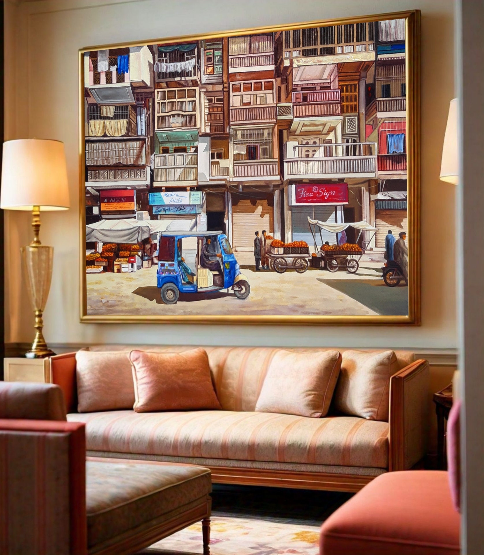 Karachi City Wall Art Oil Painting on Canvas Indian Art Pakistani Art ...