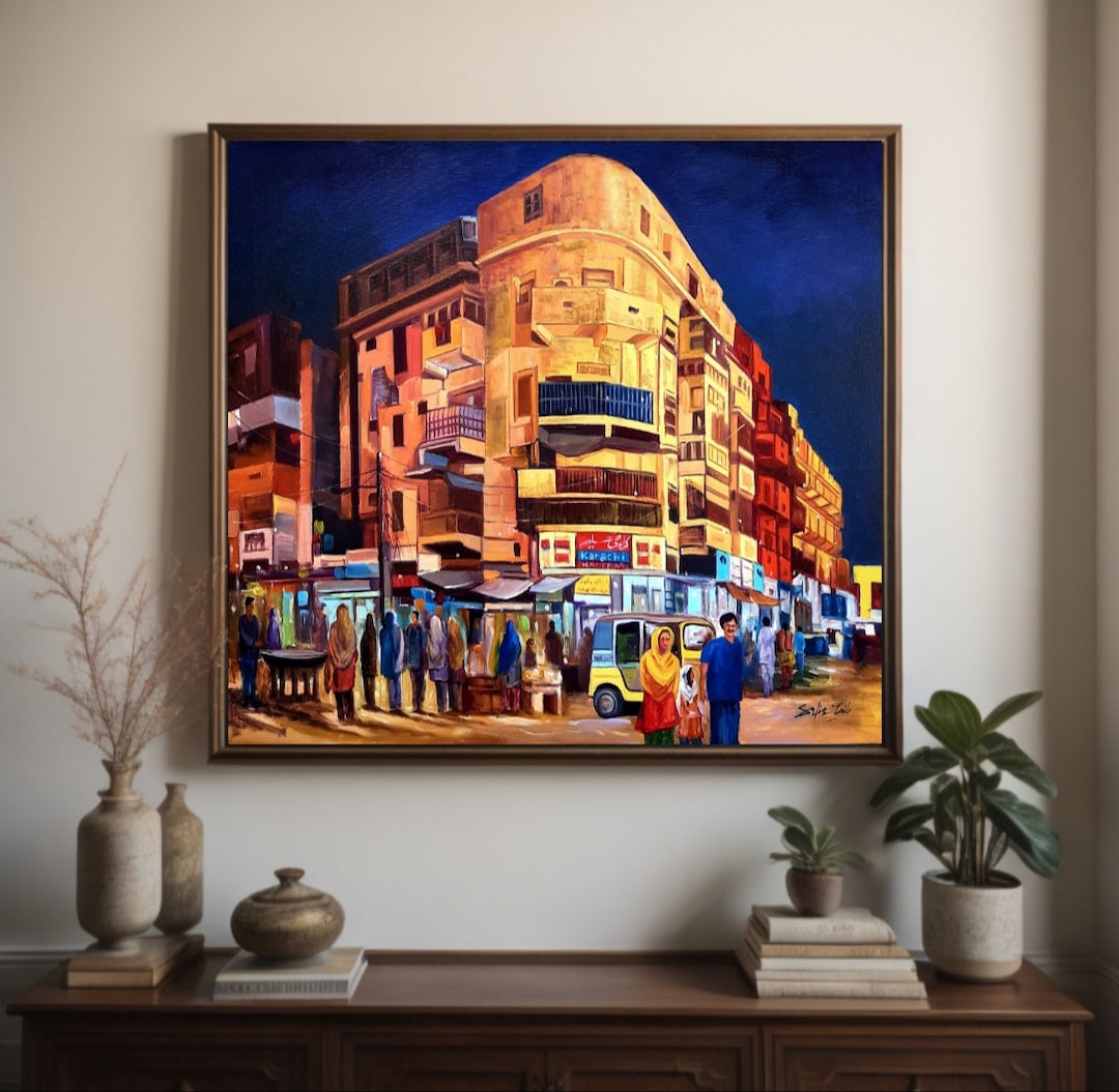 Old Karachi City Wall Art Original Painting| Large Canvas Art Oil ...