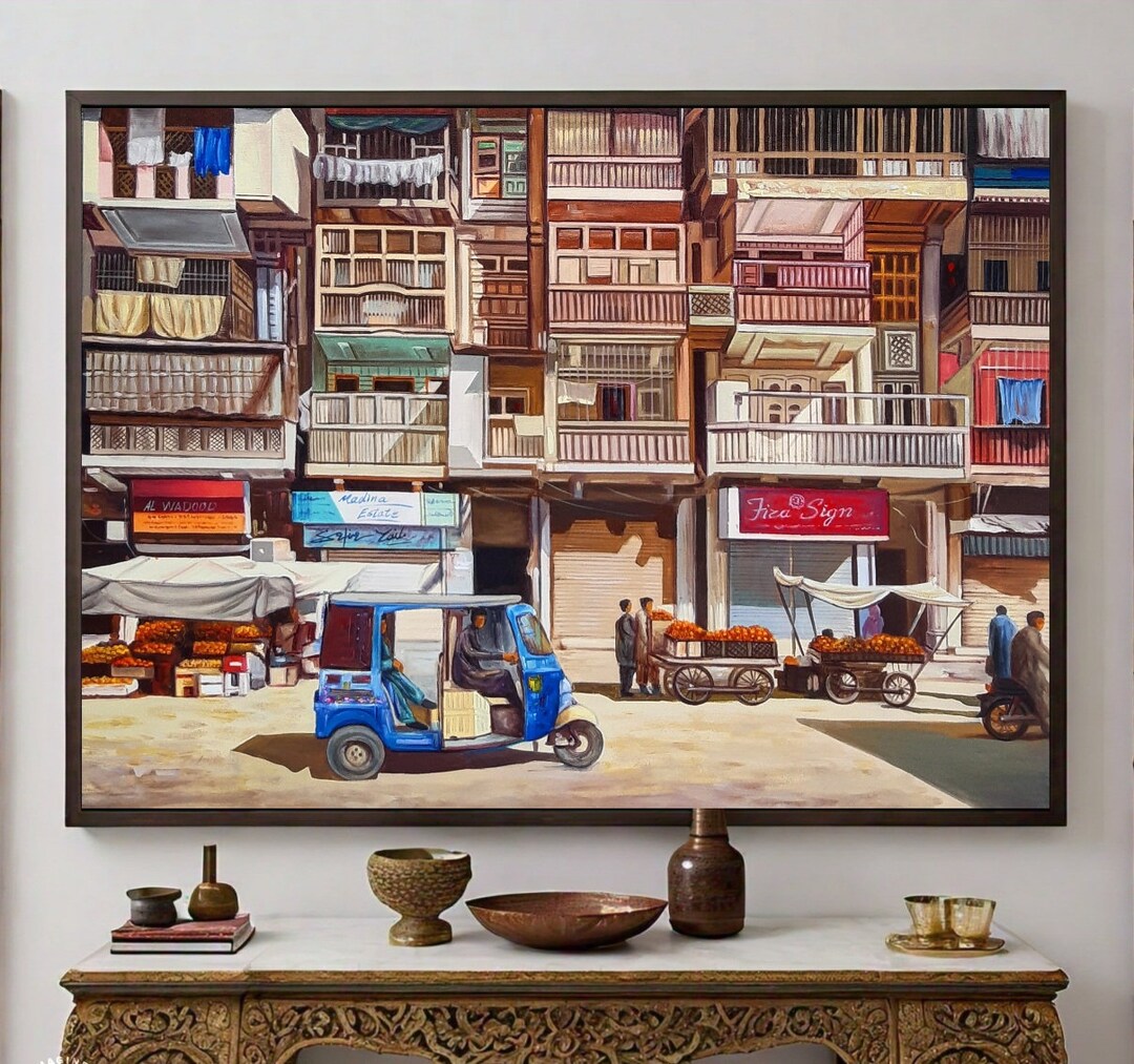 Karachi City Wall Art Oil Painting on Canvas Indian Art Pakistani Art ...