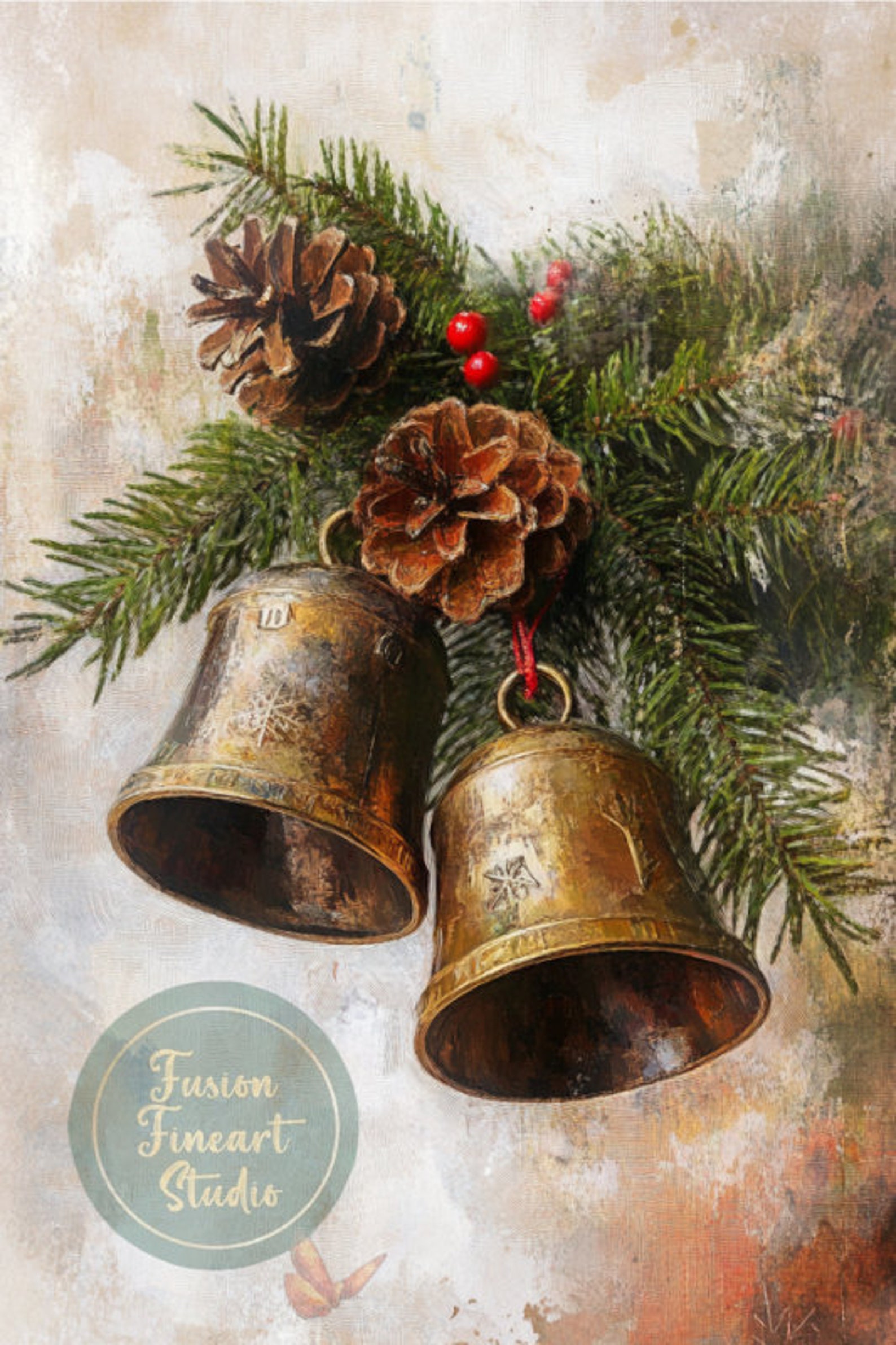 Jingle Bells Winter Prints Holiday Wall Art Christmas Painting Vintage ...