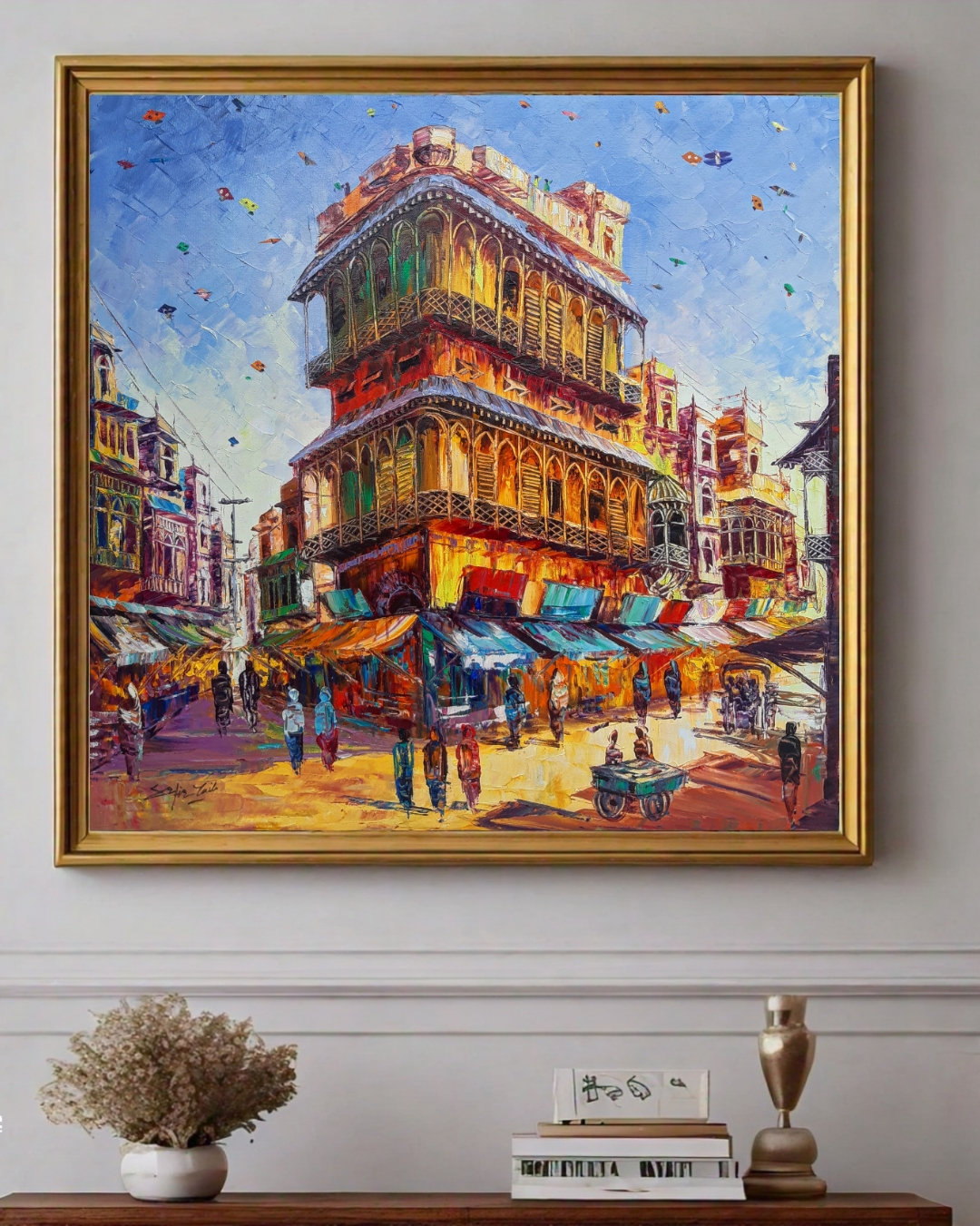 City Wall Art Indian Art Oil Painting on Canvas Midcentury Modern ...
