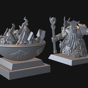 Meshymesh Evil Dwarf Fire Elemental Demon Sorcerer on Palanquin Unit ...