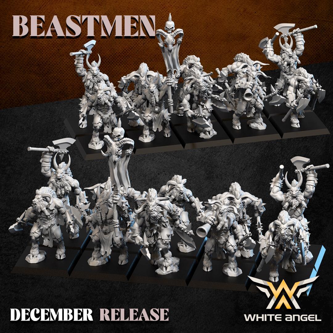 Beast Warrior Berzerk, Beastmen, White Angel Miniatures - Etsy