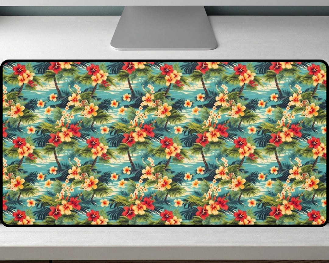 Tropical Island Desk Mat, Hawaiian Flower Mouse Pad - Etsy